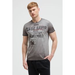 Rundhalsshirt CAMP DAVID, Herren, Gr. M, schwarz, Material: 100% Baumwolle, bedruckt, regular fit normal, eingesetzt gerader Abschluss, Shirts Rundhalsshirt, mit Kontrastn&auml;hten