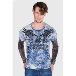 Cipo & Baxx T-Shirt CIPO & BAXX "Sweatshirt", Herren, Gr. S, lila (indigo), 95% Baumwolle, 5% Elasthan, bedruckt, regular fit, Shirts T-Shirt, im l&auml;ssigen Look