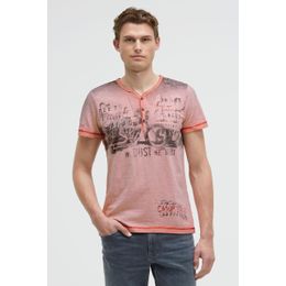 Henleyshirt CAMP DAVID, Herren, Gr. S, old peach, Material: 100% Baumwolle, bedruckt, regular fit normal, eingesetzt gerader Abschluss, Shirts, mit offener Kante am Ausschnitt
