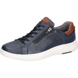 Waldl&auml;ufer WALDL&Auml;UFER Herren Sneaker "HEIKO", Gr. 9,5dunkelblau, cognac, Nappaleder, Nubukleder, unifarben mit Farbeinsatz, Schuhe, Freizeitschuh, Halbschuh,