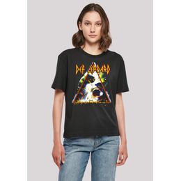 T-Shirt F4NT4STIC "Def Leppard Hysteria", Damen, Gr. L, schwarz, Obermaterial: 100% Baumwolle, oversize, Rundhals, ohne Bündchen, Shirts T-Shirt, Premium Qualität