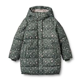Steppjacke Wheat "Puffer Coat Yrsa", Mädchen, Gr. 128, forest lake checked flowers, Web, Obermaterial: 100% Polyester, geblümt, A-Linie, Bündchen, Jacken, wasserdicht, atmungsaktiv