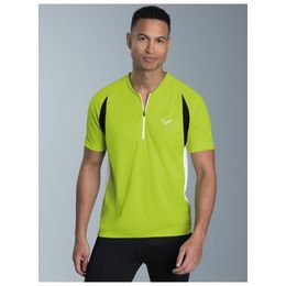 Radtrikot TRIGEMA "TRIGEMA Fahrradtrikot mit praktischer R&uuml;ckentasche", Damen, Gr. M, lemon, 100% Polyester, Trikots