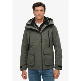 Superdry Herren Outdoorjacke "HOOD ULTIMATE EMB WINDBREAKER"schwarz dull charcoal, Gr. M, unifarben mit Farbeinsatz, Web, Obermaterial: 100%