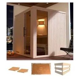 Sauna Weka "Halmstad 2", beige (natur), ohne Ofen, (ohne Ofen), Saunen, ohne Ofen