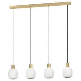 Eglo Hängeleuchte "MANZANARES Pendellampe, Stahl und Glas, E27, Esstischlampe, Lampe", gold (messingfarben, goldfarben), H: 110cm, 1 Stk., Leuchten, Hängelampe, L97 x B14,5 x H110 cm, messing-gebürstet, gold, 4X40W exkl