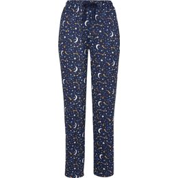 w&auml;schepur Damen Schlafanzug-Hose marine-ocker-bedruckt Gr&ouml;&szlig;e 40/42