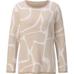 CR&Eacute;ATION L Damen Jacquardpullover aus Pima-Baumwolle beige-gemustert Gr&ouml;&szlig;e 38