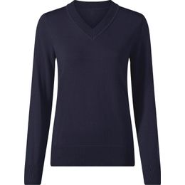 CR&Eacute;ATION L Damen V-Ausschnitt-Pullover aus Feinstrick marine Gr&ouml;&szlig;e 50