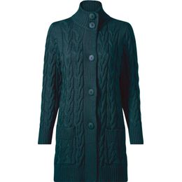 CR&Eacute;ATION L Damen Longstrickjacke mit Zopfmuster petrol Gr&ouml;&szlig;e 38