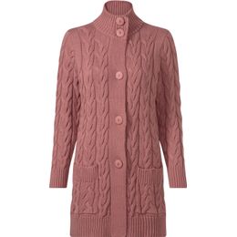 CR&Eacute;ATION L Damen Longstrickjacke mit Zopfmuster rosenholz Gr&ouml;&szlig;e 38