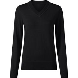 CR&Eacute;ATION L Damen V-Ausschnitt-Pullover aus Feinstrick schwarz Gr&ouml;&szlig;e 42