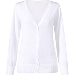 CR&Eacute;ATION L Damen Strickjacke mit V-Ausschnitt ecru Gr&ouml;&szlig;e 38