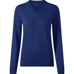 CR&Eacute;ATION L Damen V-Ausschnitt-Pullover aus Feinstrick royalblau Gr&ouml;&szlig;e 36