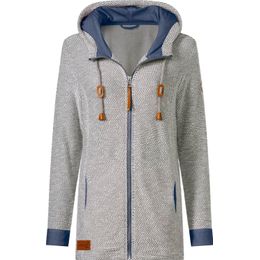 CR&Eacute;ATION L Damen Sweatjacke mit Kapuze steingrau-rauchblau Gr&ouml;&szlig;e 50