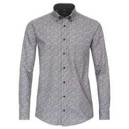 Langarmhemd Casamoda "Casamoda Freizeithemd Print", Herren, Gr. XL, Normalgrößen, grau, 100% Baumwolle, bedruckt, lässig geschnitten, Hemden