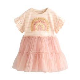 next Kleid M&auml;dchen Gr&ouml;&szlig;e 116 hellgelb / pink / puder