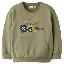 Sweatshirt name it "NMMVUGO LS NREG SWEAT BRU", Jungen, Gr. 104, mermaid print:super, Sweatware, Obermaterial: 95% Baumwolle, 5% Elasthan, bedruckt, casual, normal, Rundhals, Langarm Rippbündchen, Sweatshirts