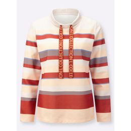 WITT Damen Sweatshirt, elfenbein-rostrot-geringelt, Gr&ouml;&szlig;e 36