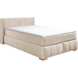 Home Affaire Boxspringbett »Chelles« inkl. Topper, , in XXL- Überlänge 220 cm, Unterbox mit feine Wölbung beige