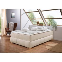 OTTO HOME Boxbett »Wehma« ohne Kopfteil, inklusive Topper und Bettkasten beige
