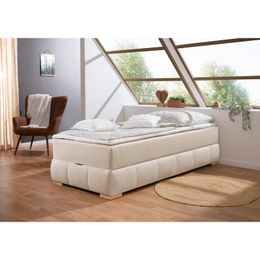 OTTO HOME Boxbett »Wehma« ohne Kopfteil, inklusive Topper und Bettkasten beige