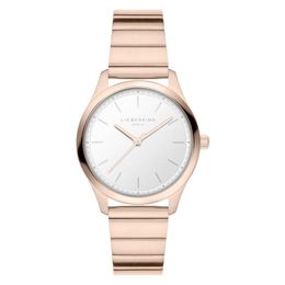 Liebeskind Berlin Quarzuhr »Basic Staples« Armbanduhr, Damenuhr, Edelstahlarmband, analog roségoldfarben-weiß 0 Schnörkellose Armbanduhr