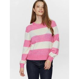 N&uuml;mph N&Uuml;MPH Strickpullover &raquo;Large Striped Sweater NURIETTE&laquo; Pink Cosmos M/L M/L Kuschelige und stilvolle Strickpullover f&uuml;r k&uuml;hle Tage