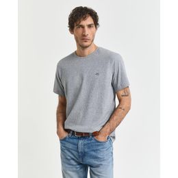 Gant T-Shirt »REG SHIELD SS T-SHIRT« mit Logostickerei auf der Brust grey melange L L Kurzarm und hüftlanger Schnitt, ideal für lässige Alltagslooks
