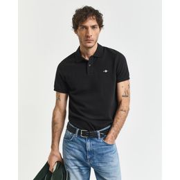 Gant Poloshirt »SLIM SHIELD SS PIQUE POLO« mit Logostickerei auf der Brust black M M Kurzarm mit Rippbündchen für optimalen Sitz