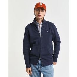 Gant Sweatjacke &raquo;REG SHIELD FULL ZIP SWEAT&laquo; mit Logostickerei auf der Brust evening blue L L Unifarbene Sweatjacke von Gant