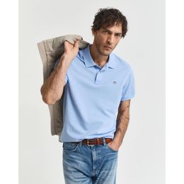Gant Poloshirt »REG SHIELD SS PIQUE POLO« mit Logo und Flachstrickkragen 100% Baumwolle Pique capri blue 5XL 5XL Kurzarm mit Bündchen für optimalen...