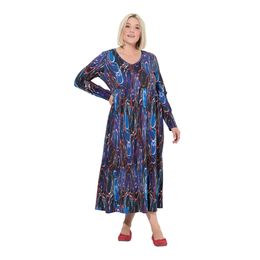 Ulla Popken Kleid Damen Gr&ouml;&szlig;e 62/64 blau / rot / schwarz / wei&szlig; Winterkleid