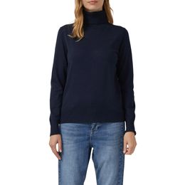 Strickpullover s.Oliver, Damen, Gr. 36, navy, Strick, Obermaterial: 72% Viskose, 28% Polyester, unifarben, regular fit normal, ohne Ausschnitt, elastischer Bund, Pullover Strickpullover, mit Rollkragen