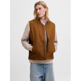 Jack & Jones Softshellweste JACK & JONES "JJEDOVER VEST NOOS", Herren, Gr. XS, braun (monks robe), Web, Obermaterial: 100% Baumwolle, unifarben, Modisch, regular fit, hoch geschlossener Ausschnitt, Westen