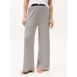 Homewearhose "PRINT RIB PANTS", Damen, Gr. XS (34), N-Gr, mini bretton stp des sky, Rippware, Obermaterial: 57% Baumwolle, 38% Polyester, 5% Elasthan, Tommy Hilfiger Underwear, geringelt, lang, Hosen, elastischer Bund, geringelt, weites Bein, Rippware