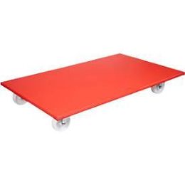 Transportroller Wagner MM 1696, bis 300 kg, Anti-Rutsch-Belag, Hart-Räder, L 1000 x B 600 mm, FSC®-Multiplexplatte, rot