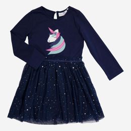 happy girls Blaues Kleid mit Einhorn-Motiv