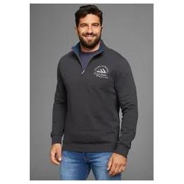 MAN'S WORLD Sweatshirt MAN'S WORLD, Herren, Gr. S (44/46), grau (anthrazit), Obermaterial: 60% Baumwolle, 40% Polyester, unifarben mit Farbeinsatz, casual, regular fit, Langarm angesetztes Bündchen, Sweatshirts, mit Kontrastkragen - Neue Farben