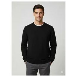 Rundhalspullover Selected HOMME "SLHZREG-KRIS KNIT LS CREW NECK D", Herren, Gr. M, schwarz, Strick, Obermaterial: 100% Baumwolle, unifarben, modisch, regular fit, Rundhals, Langarm Rippbündchen, Pullover