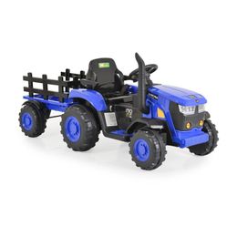 Moni Kinder Elektrotraktor Rancher mit Anh&auml;nger, Hupe, Licht, MP3, Fernbedienung blau
