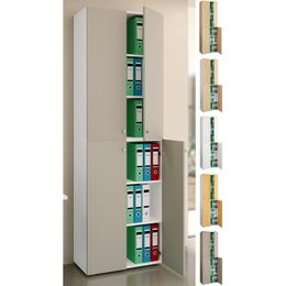 Vcm B&uuml;roschrank mit 6 F&auml;chern moderner Aktenschrank mit Dreht&uuml;ren Ma&szlig;e ca. H. 220 x B. 70 x T. 40cm &ndash; Lona 6-Fach