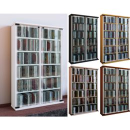 Vcm CD Regal Holz CD Schrank mit ESG-Sicherheitsglast&uuml;ren f&uuml;r 300 CDs oder 130 DVDs 72-Videos Ma&szlig;e: H. 92 x B. 60 x T. 18 cm Elegantes DVD Regal Blu ray Regal CD Regal - Galerie