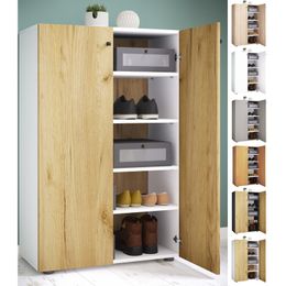 Vcm Holz-Schuhschrank Ma&szlig;e: H. 110 x B. 70 x T. 39 cm Allzweckschrank 5 F&auml;cher 2 Dreht&uuml;ren&ndash; Lona
