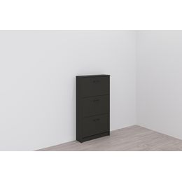 Schuhschrank FMD "Step 3", grau (anthrazit), B:58,5cm H:104,5cm T:17cm, Schränke, Breite 58,5 cm, Tief 17 cm, mit 3 Klappen, Schuhkipper