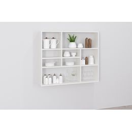 Wandregal FMD "Mika", weiß, B:90cm H:78,5cm T:16cm, Holzwerkstoff, Regale, Regal mit vielen Ablageflächen, 90 cm breit, 78,2 cm hoch