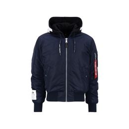 Bomberjacke Alpha Industries "MA-1 Zip Hood Print", Herren, Gr. L, blau (ultra navy), Obermaterial: 100% Nylon, Futter: 100% Nylon, Kapuze: 75% Baumwolle, 25% Polyester, Jacken