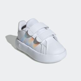 Klettschuh adidas Sportswear "GRAND COURT 2.0 KIDS", Gr. 24, weiß (cloud weiß, iridescent, grau two), Synthetik, Schuhe, Design auf den Spuren des adidas Superstar, für Kinder