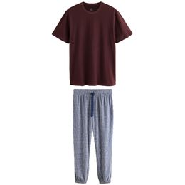 next Pyjama 'Motionflex' Herren Gr&ouml;&szlig;e XL navy / burgunder / wei&szlig;