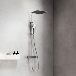 Fortis Spa flat 300 XXL Duschsystem mit Thermostat, 3-Strahl-Handbrause Push und Metall-Kopfbrause extraflach, 1070008PC,